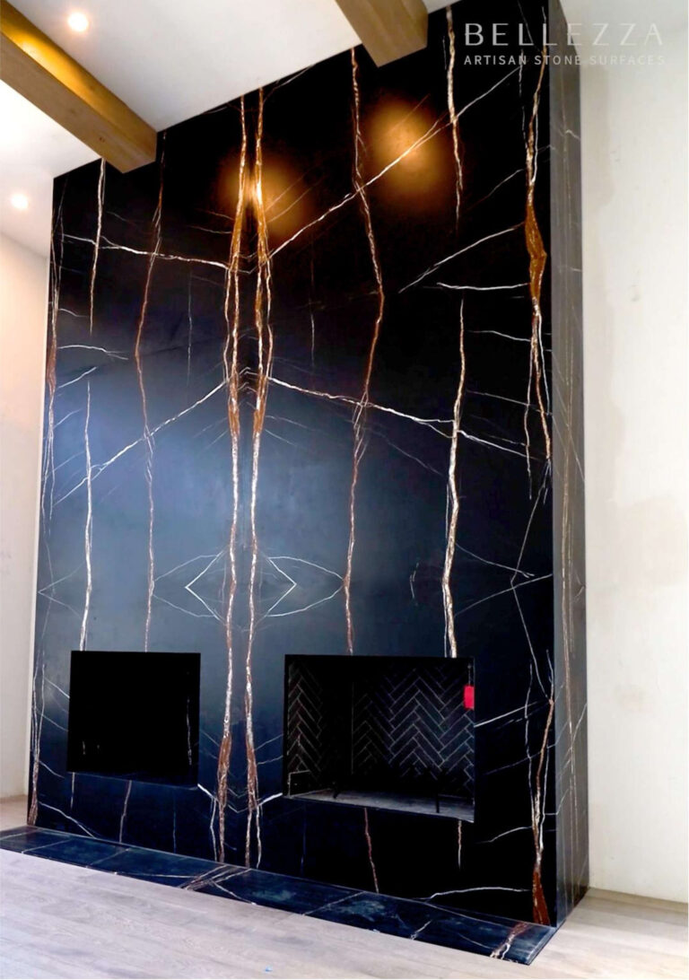 Stone Slab Fireplace Surround Designs For Contemporary Homes • Bellezza Surfaces